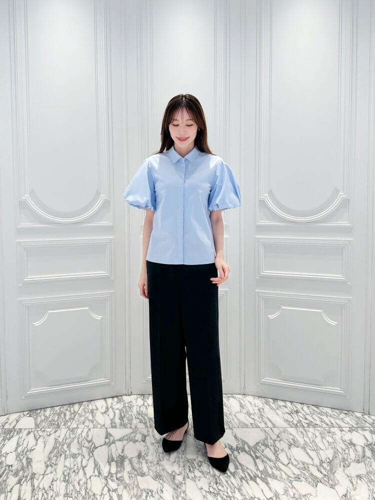 きちんと感の中に抜け感プラスで叶う！大人可愛いバルーンスリーブの爽やかパンツスタイル | m-i-d | M-PREMIER(エムプルミエ)公式スタッフブログ